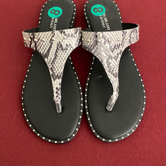 Shoes | Snake Skin Studded Flip Flopsandal Size 8 | Poshmark